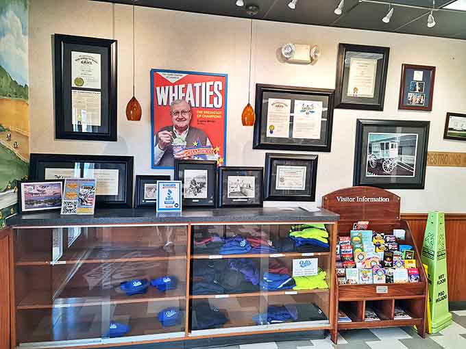 A display of awards and memorabilia tells the Toft's story &ndash; that Wheaties box isn't just decoration but a chapter in their rich history.