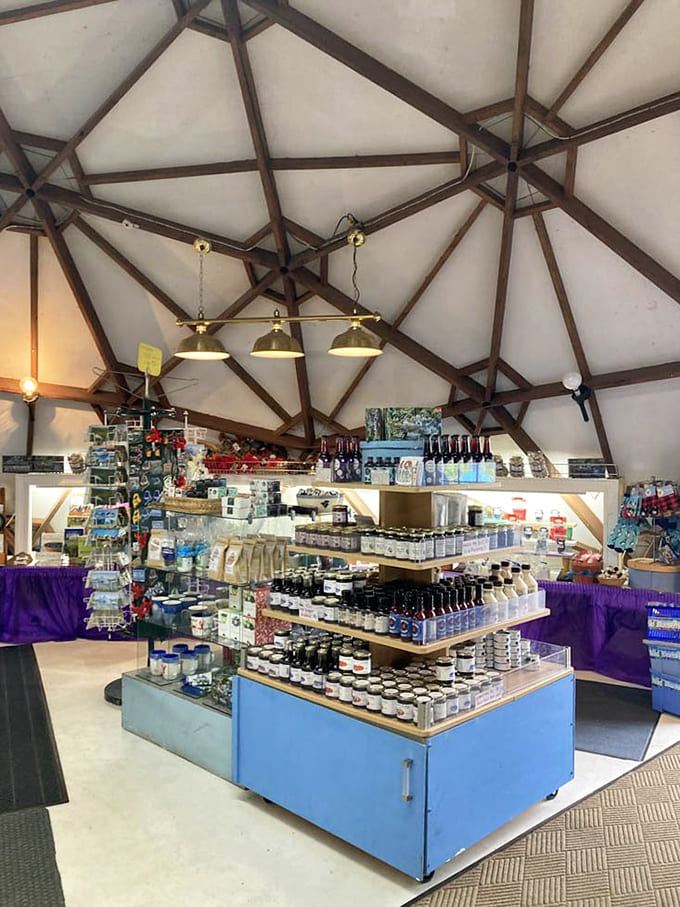 Shelves overflow with blueberry everything, from jams to syrups, making it impossible to leave empty-handed.