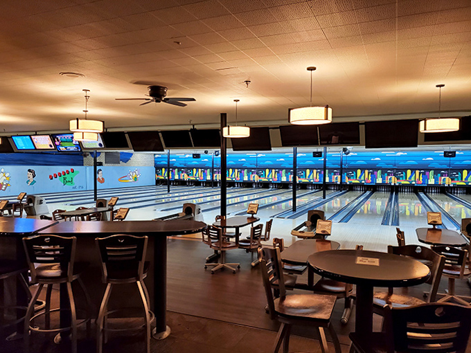 Bowling lanes that gleam with possibility &ndash; each one a stage for triumph, disappointment, and the occasional miraculous recovery from the gutter.