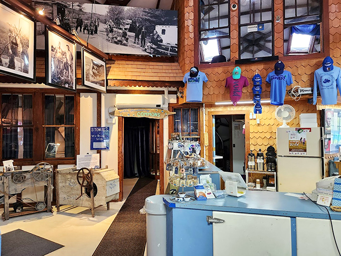 Vintage photographs and memorabilia line the walls, telling the story of Maine's long relationship with its native berry.