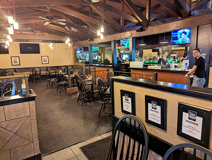 The modern dining area offers a contemporary contrast to the historic cells, where servers deliver plates with timing that deserves parole.