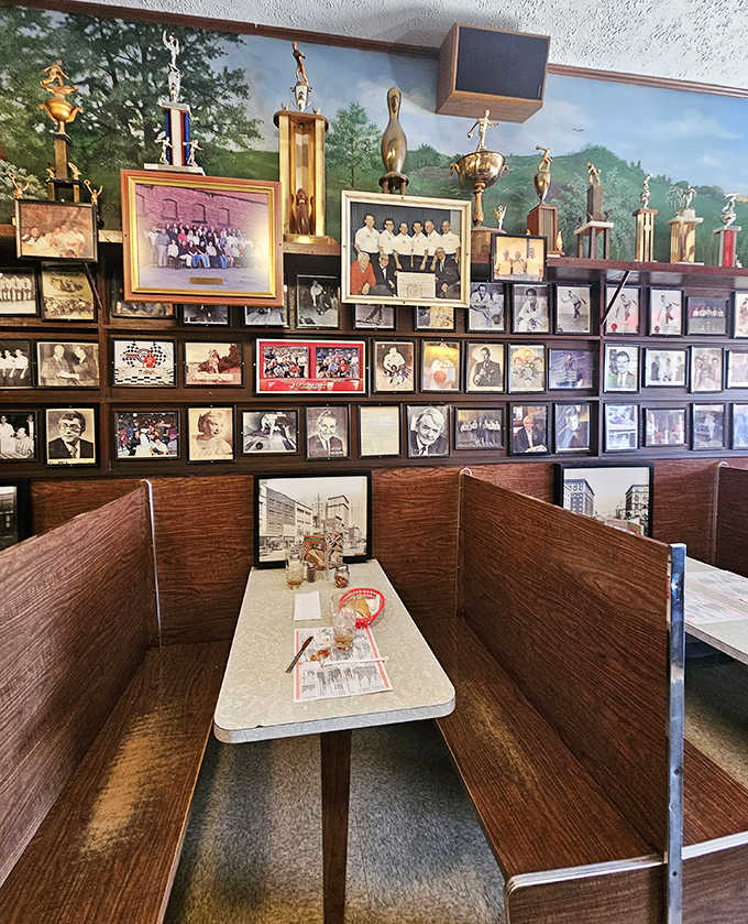 Photos and trophies line the walls &ndash; a booth where you're dining surrounded by Akron's living history.