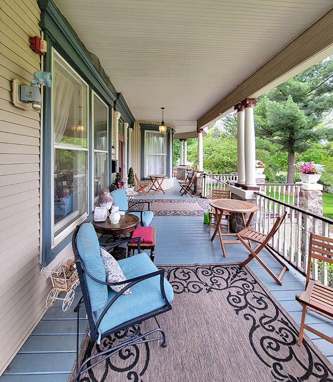 This porch has appeared in countless photos and one very famous movie, but it's even better in person, especially when you're the one sitting here with morning coffee.