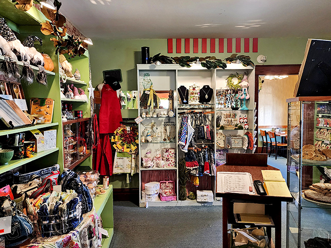 A charming gift shop area offers treasures and trinkets that make perfect souvenirs of your Chickadee Cottage experience.