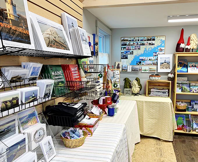 A gift shop filled with maritime treasures, where lighthouse enthusiasts can take home a piece of Spring Point's charm.