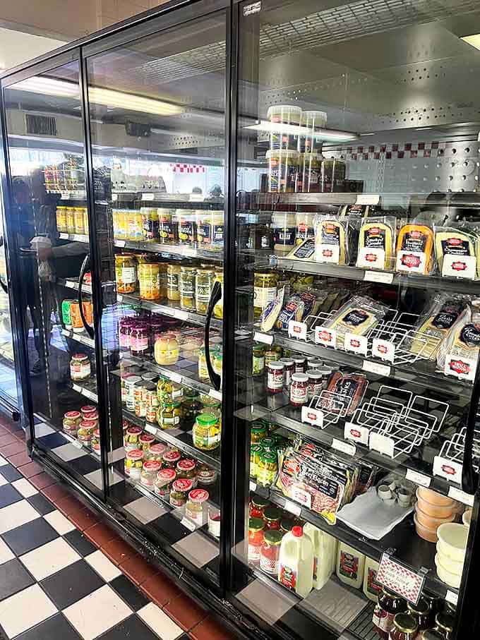 The refrigerated case &ndash; where condiments and specialty items stand ready for adoption into your home cooking adventures.