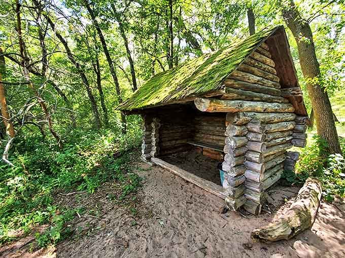This rustic log shelter has seen generations of hikers, countless sandwiches, and probably a few marriage proposals. If walls could talk!