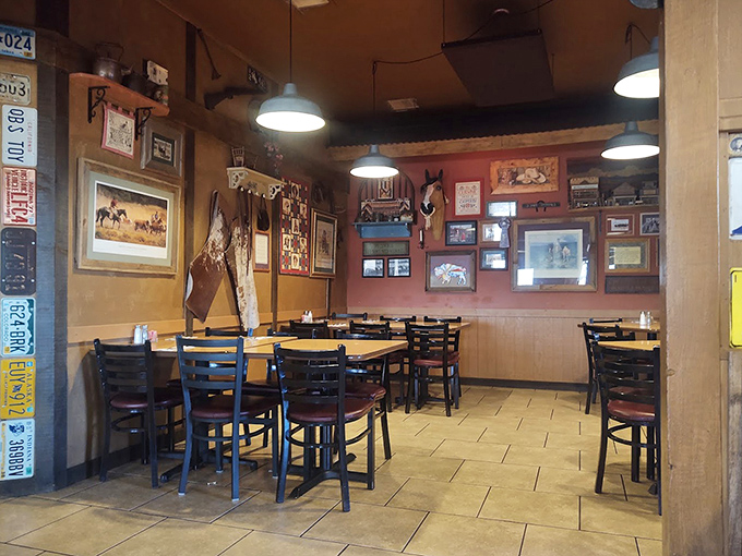 Every corner tells a story in this dining room, where decades of celebrations have seasoned the space like a well-used cast iron pan.