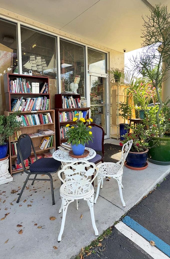 Floor-to-ceiling shelves create a canyon of knowledge, where rolling ladders invite exploration of literary heights.
