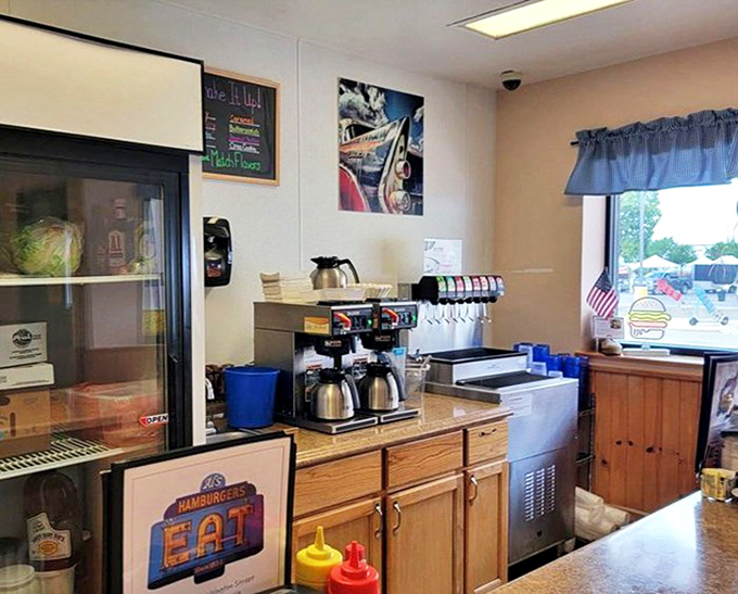 Behind-the-counter charm at Al&rsquo;s&mdash;where coffee brews nonstop, sodas flow freely, and the retro touches remind you this hometown diner still does things the classic way.