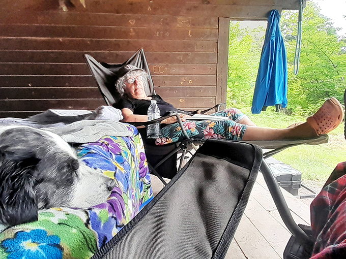 Lounging in a camping chair under a shelter with a good book represents the pinnacle of human achievement, fight me on this.