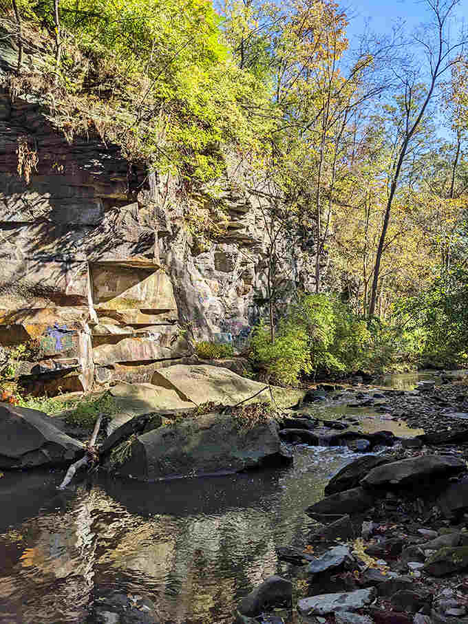 Dramatic rock formations stand like nature's skyscrapers, weathered by centuries yet still commanding the landscape.