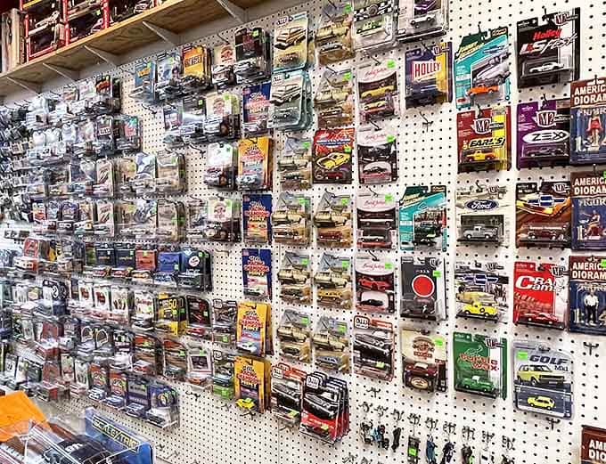 Die-cast dreams in miniature form, each tiny car a perfect replica of automotive history.