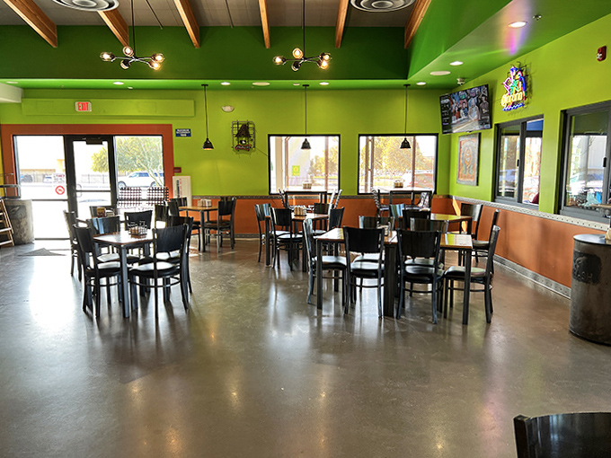 Clean, simple seating in a bright space where the focus stays where it should be – on the exceptional food about to arrive at your table.