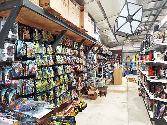 Every shelf tells a story of American childhood, with toys organized by era, creating a timeline of how we played through decades.