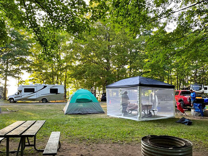 Camping here connects you to the rhythms of the wilderness &ndash; where picnic tables and fire rings provide just enough civilization.
