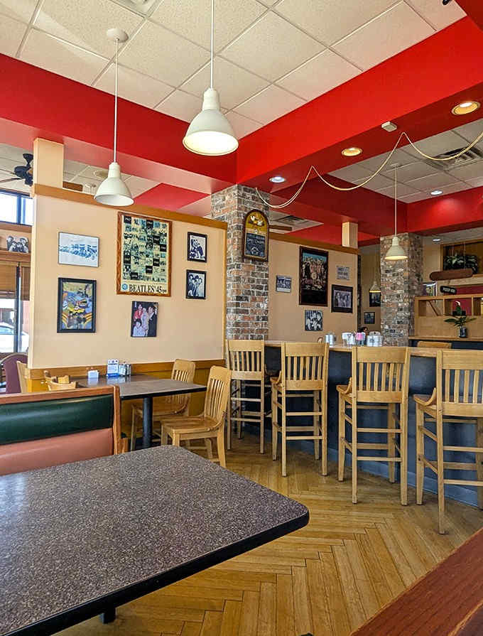 Sgt Peppers Cafe pays homage to the Fab Four with memorabilia-lined walls, Beatles-themed menu items, and musical touches throughout the cozy space.