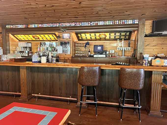 The upstairs bar provides another cozy space to gather, complete with games and that same welcoming atmosphere.