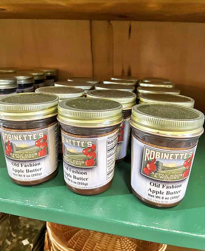 Jars of old-fashioned apple butter line the shelves, offering visitors a taste of autumn to take home.