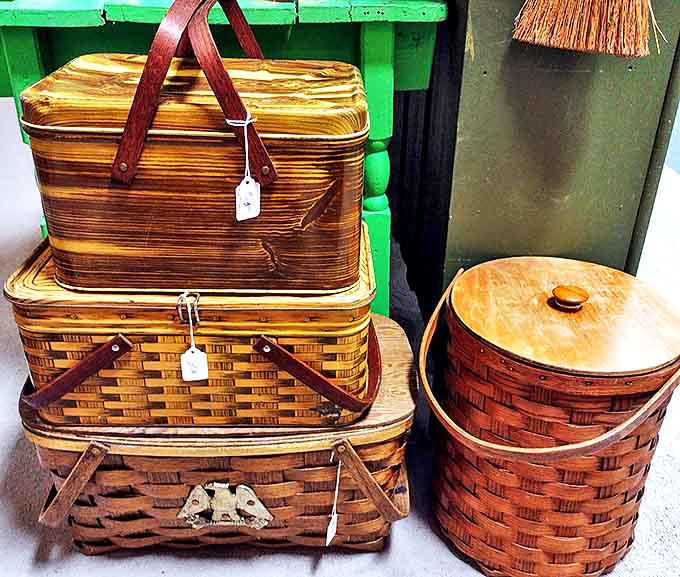 Not just containers but portable American craftsmanship, these handwoven picnic baskets represent a time when even everyday items were built to last.