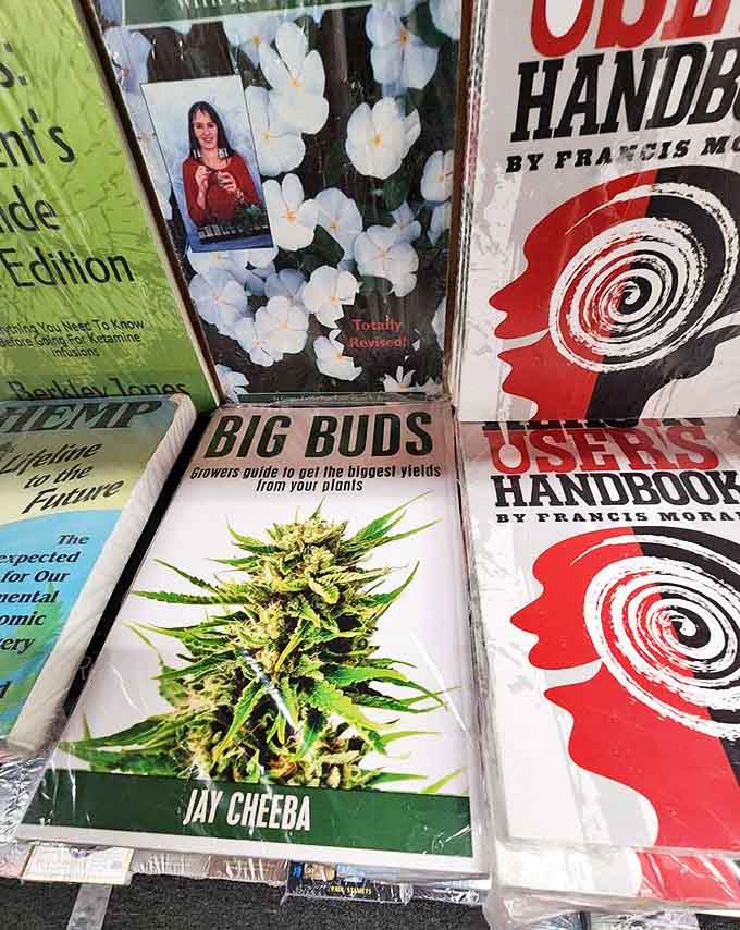 The cannabis cultivation section sits unapologetically alongside other interests, with "Big Buds" promising botanical knowledge for specialized gardeners.