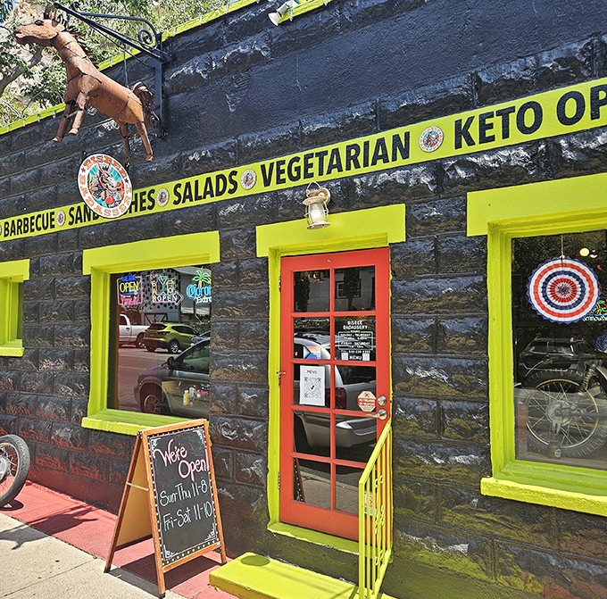 Bisbee Badassery's vibrant storefront promises healthy eats with attitude&mdash;proof that even health food can have personality in this quirky town.