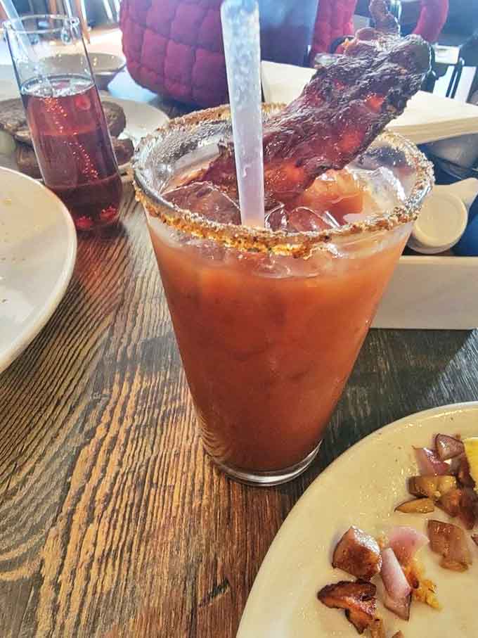 The Bloody Maria &ndash; tequila's morning masterpiece garnished with bacon because sometimes coffee just isn't enough to face the day.