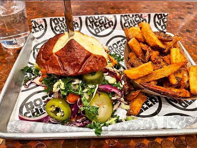 This isn't just a sandwich – it's an architectural achievement of flavor, balance, and textural contrast.