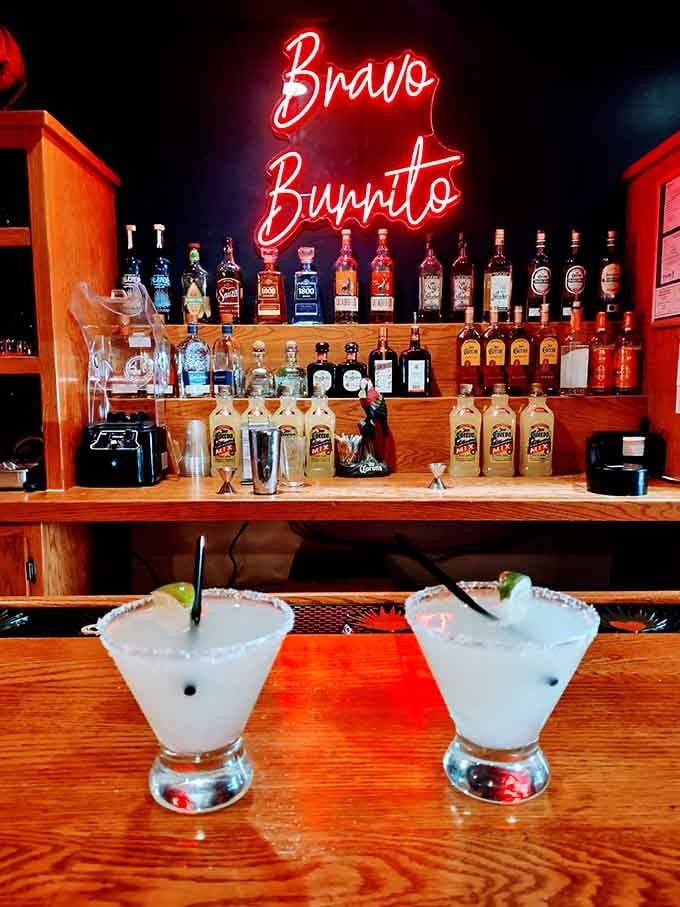 That neon sign and full bar promise good times and even better margaritas await.