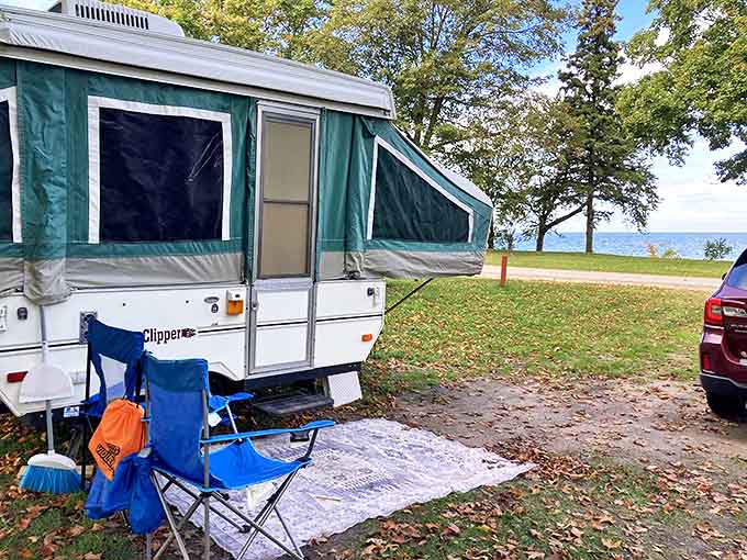 Glamping done right: This cozy Coachmen Clipper proves you don't need a mansion to have lakeside luxury just steps from the water.
