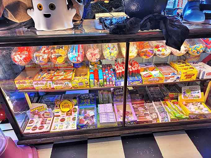 A glass case of childhood memories in edible form. Suddenly you're eight years old again, pressing your nose against the display with wide-eyed wonder.