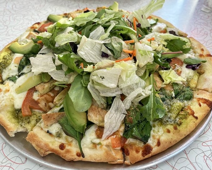 The Catalina Pizza proves that even a Route 66 diner can venture beyond burgers with this fresh, California-inspired creation.