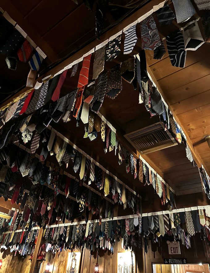 Look up and witness the most unique ceiling decoration in Arizona &ndash; thousands of surrendered neckties creating a colorful canopy overhead.