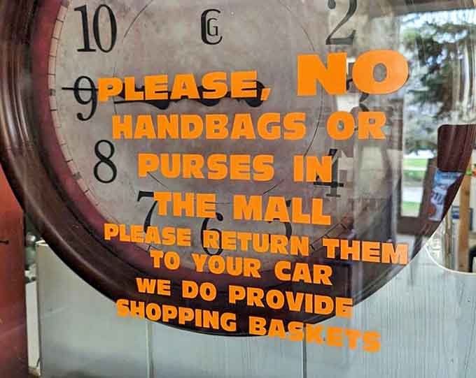 Leave your purse in the car because apparently handbags are the gateway drug to accidental shoplifting in the antique world.