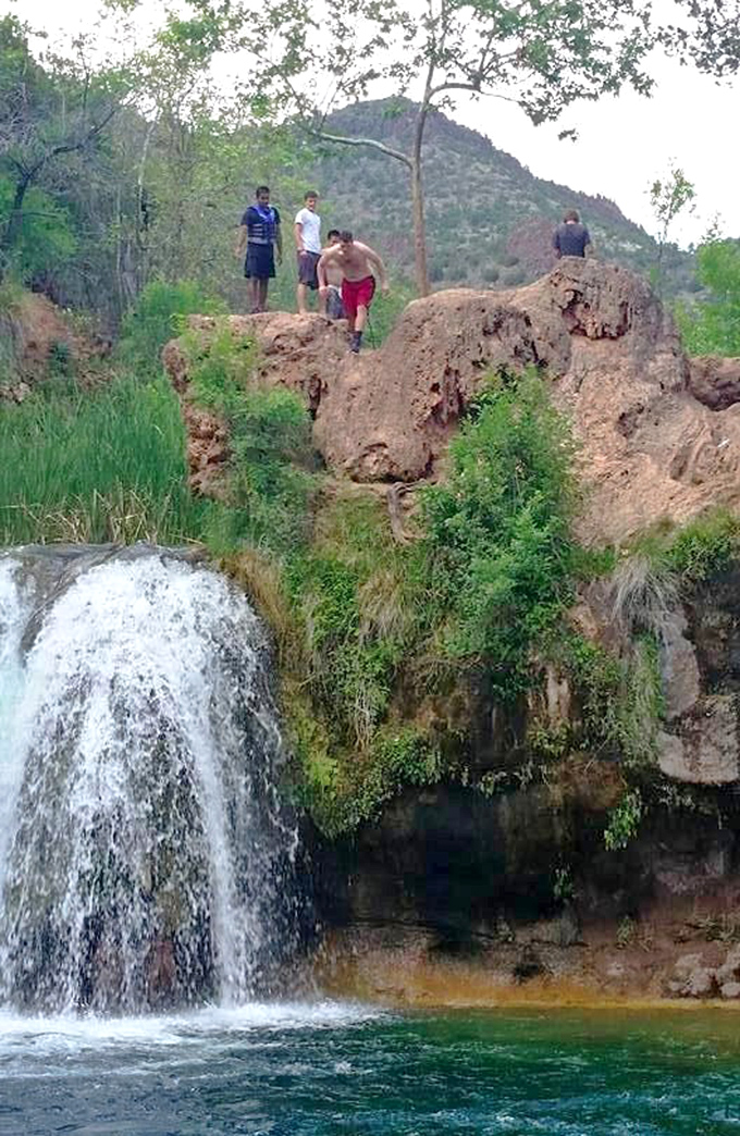 Leap of faith: Thrill-seekers find the perfect cliff-jumping spot, proving that nature designed the best water park long before humans tried.