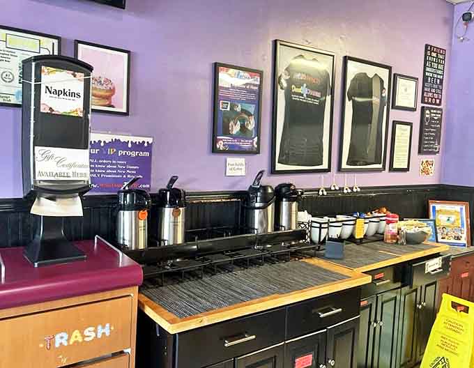 Where liquid energy meets sweet indulgence &ndash; the coffee station stands ready to complete your donut experience with caffeinated perfection.