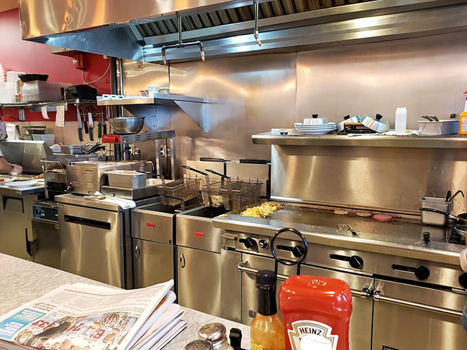 Professional kitchen equipment and organized prep areas are where sandwich dreams become delicious reality, one Reuben at a time.