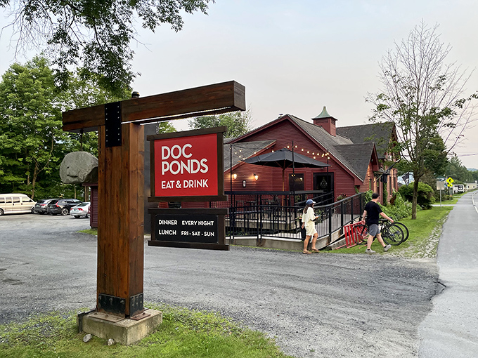 Doc Ponds' inviting entrance promises craft beer nirvana and elevated comfort food that perfectly caps a day of mountain adventures.