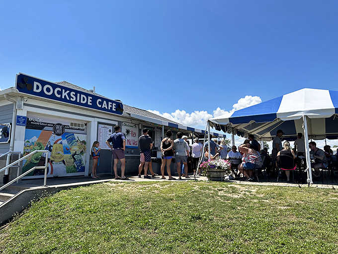 Summer crowds line up for their lakeside fix &ndash; the wait is just part of the experience when the reward is this delicious.