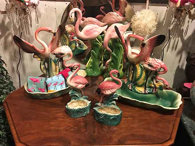 Ceramic flamingo planters in various sizes celebrate the store's namesake bird with the reverence and whimsy it deserves, naturally.