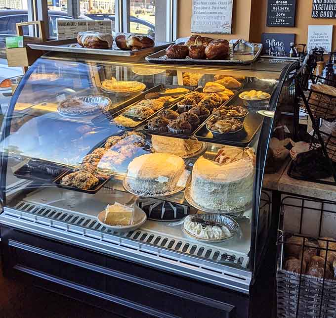 The bakery case displays tempting pastries and desserts that make walking past without ordering nearly impossible for mortals.