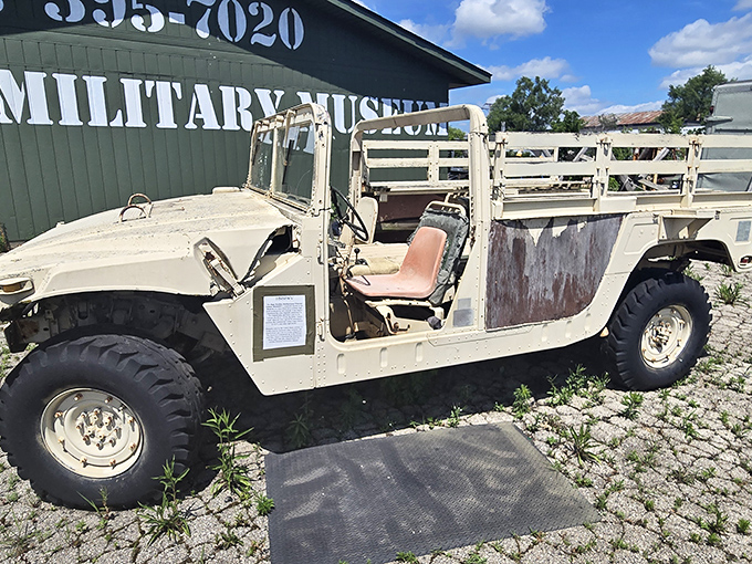 The humble Humvee – workhorse of modern military operations – sits ready for inspection by curious visitors of all ages.