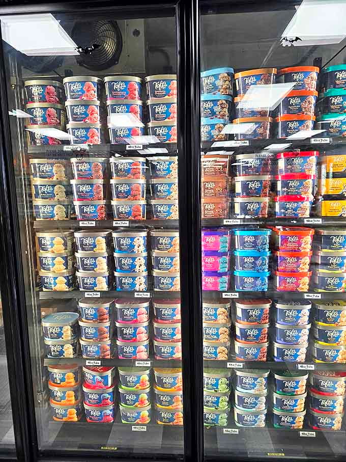 The freezer case packed with take-home containers proves that the Toft's experience doesn't have to end when you leave &ndash; just bring the magic home.