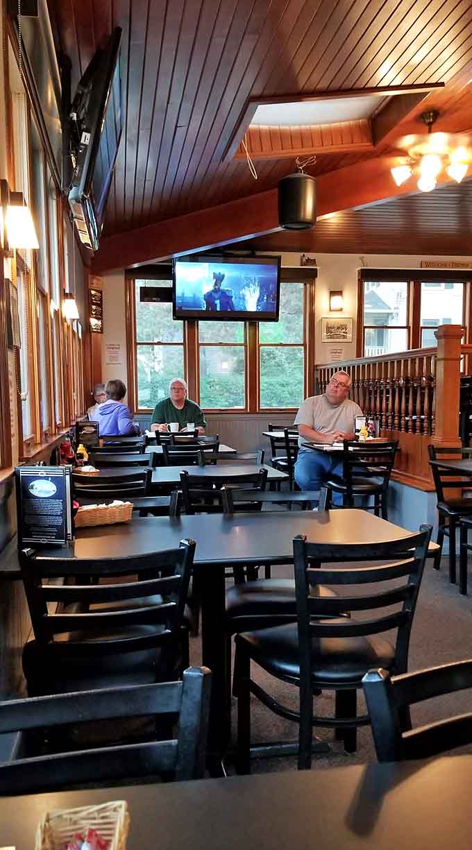 The dining area offers comfortable seating and that relaxed vibe where good meals and good times naturally happen together.