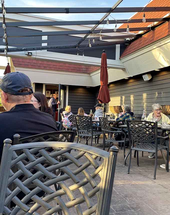 When Minnesota weather cooperates, the outdoor patio at Jensen's is the place to be for dining.