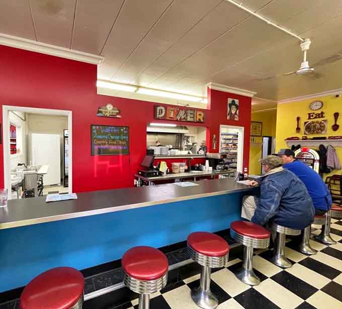 Counter seating where you can watch the magic happen and chat with fellow breakfast enthusiasts who get it.