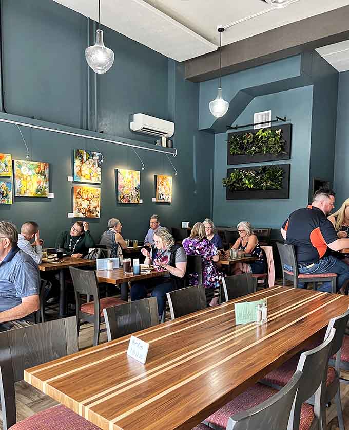 A bustling lunch service where locals gather to enjoy good food and even better company.