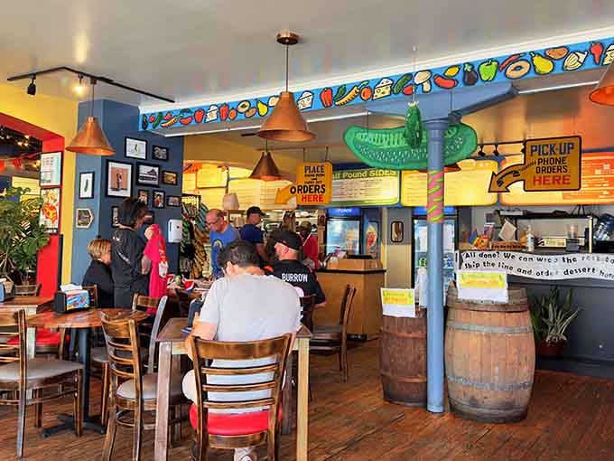 The counter area buzzes with activity as orders are placed and sandwich dreams become delicious reality.