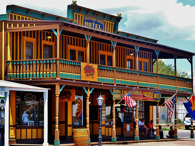 The historic Tombstone Mercantile Hotel offers weary travelers a place to rest their boots after a day of frontier adventures and gunfight reenactments.