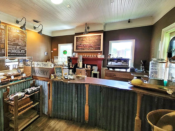 Rustic charm meets culinary craftsmanship at this counter, where corrugated metal meets wood in a space that feels both timeless and perfectly current.
